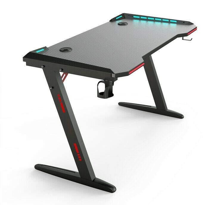 Nix Gaming Desk Computer Table with Cup Holder & LED Light | HopeRacer ...